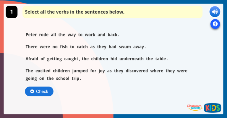 Year 6 Identifying Verbs in Sentences | Classroom Secrets Kids