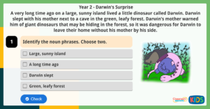 Year 2 Dinosaurs Reading Comprehension Darwin's Surprise | Classroom ...