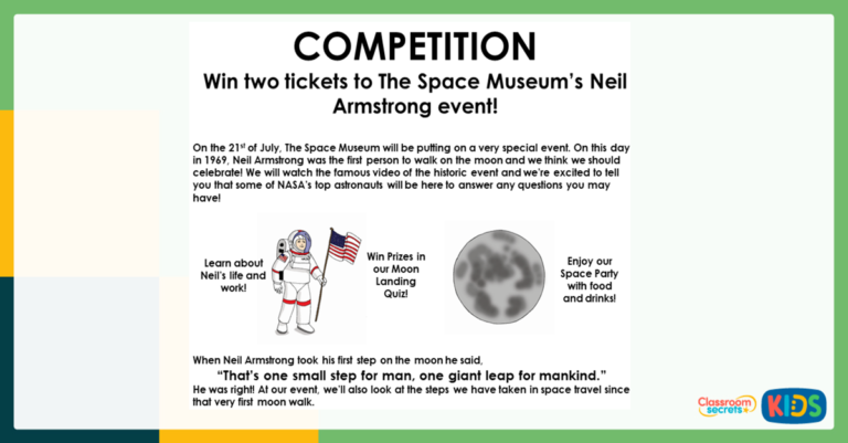 Year 2 History Reading Comprehension Neil Armstrong Competition ...