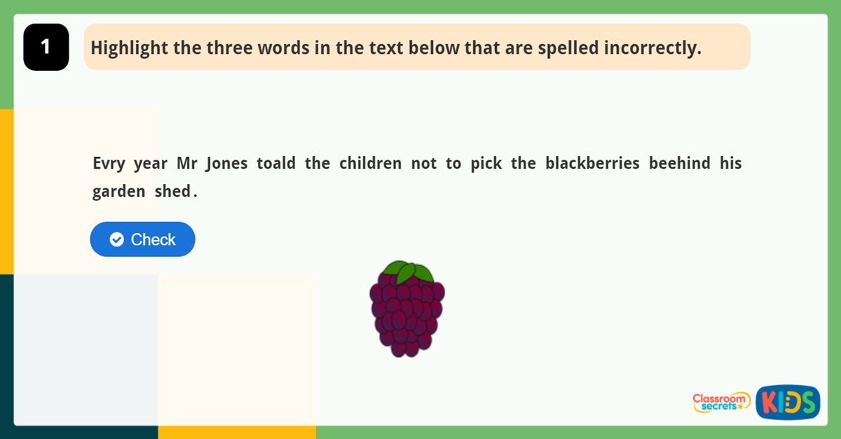 Year 2 Spelling Game 1 | Classroom Secrets Kids