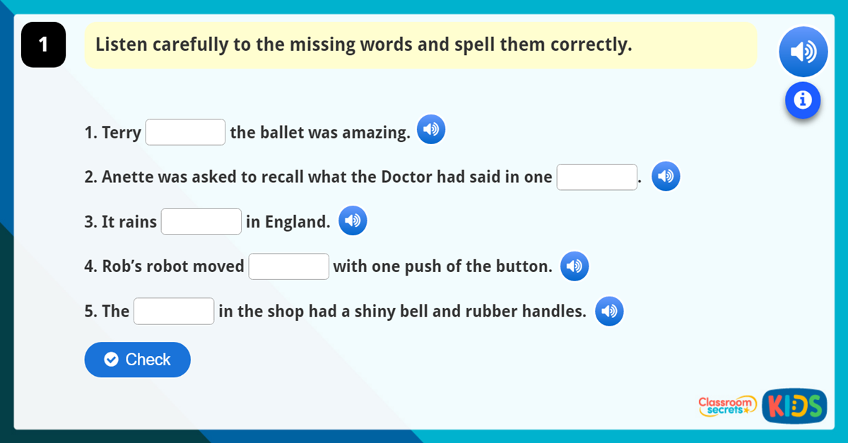 Year 3 and 4 Spelling Activity 1 | Classroom Secrets Kids