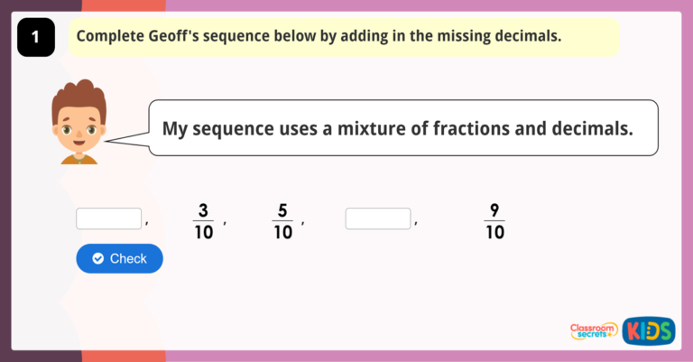 Year 3 Tenths as Decimals | Classroom Secrets Kids