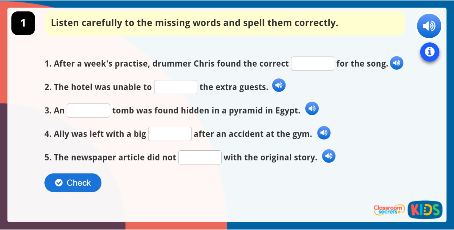 Year 5 and 6 Spelling Activity 3 | Classroom Secrets Kids