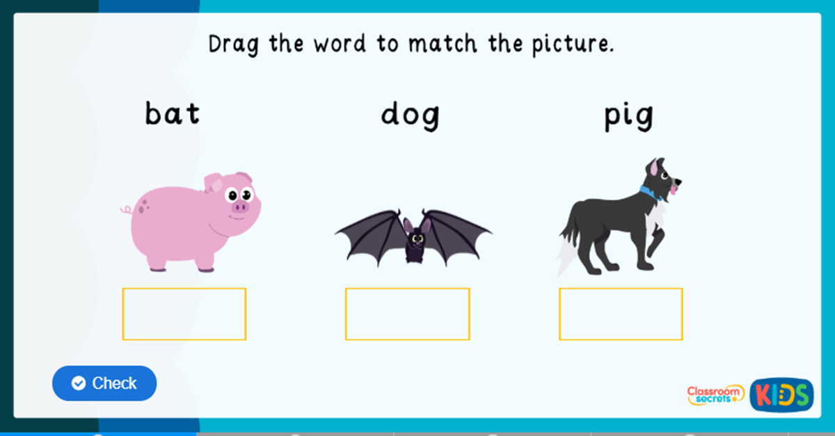 Phonics Word Match s a t p i n Game Phase 2 | Classroom Secrets Kids