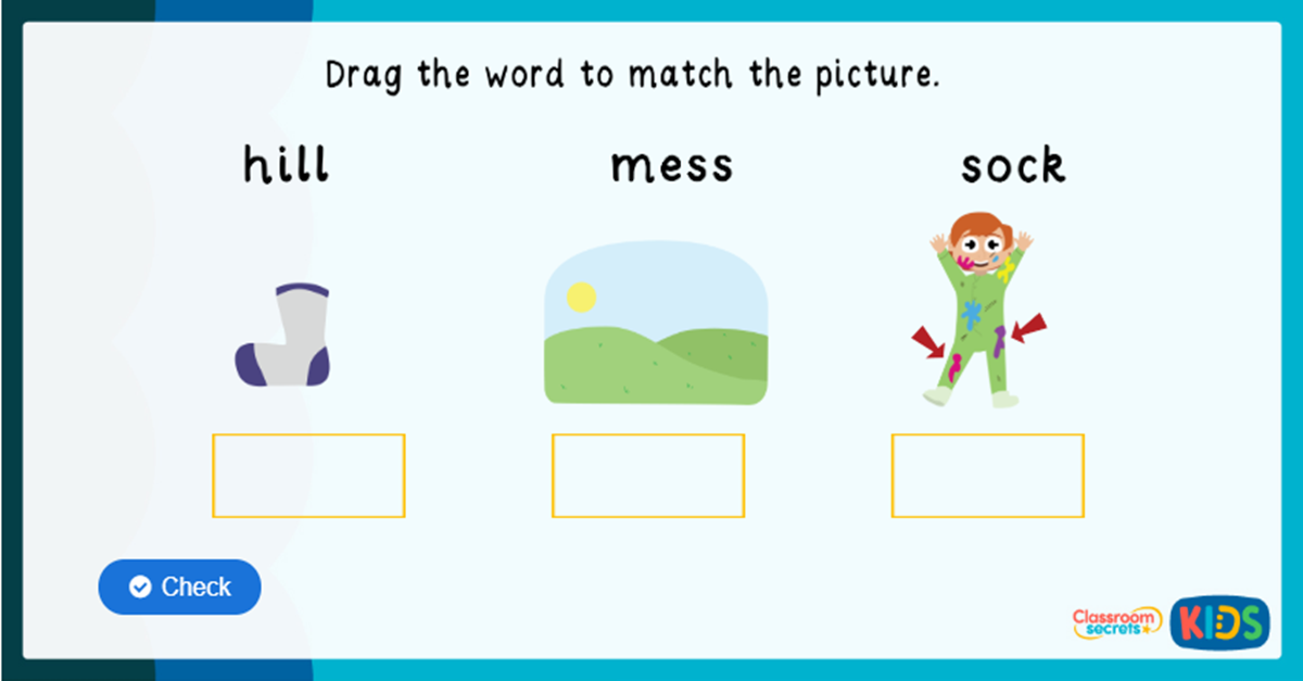 Phonics Word Match ck ss ff ll Game Phase 2 | Classroom Secrets Kids