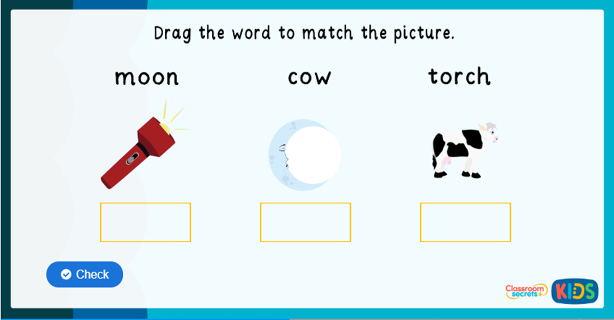 Phonics Word Match oo ar or ow Game Phase 3 | Classroom Secrets Kids