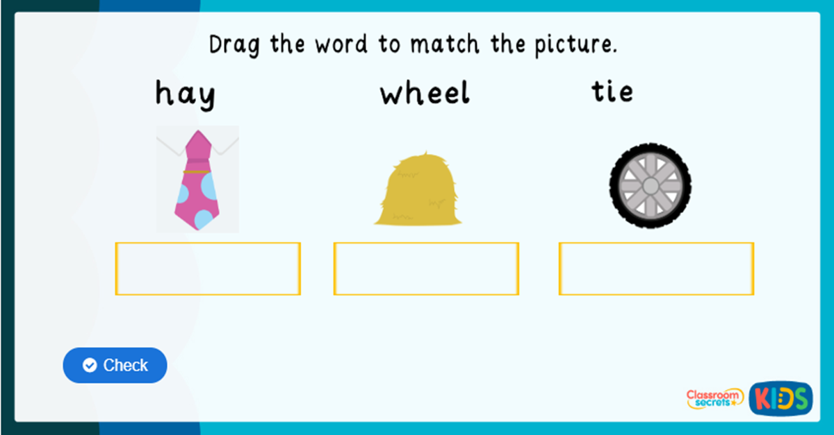 Phonics Word Match ay wh oy ou ie Game Phase 5 | Classroom Secrets Kids