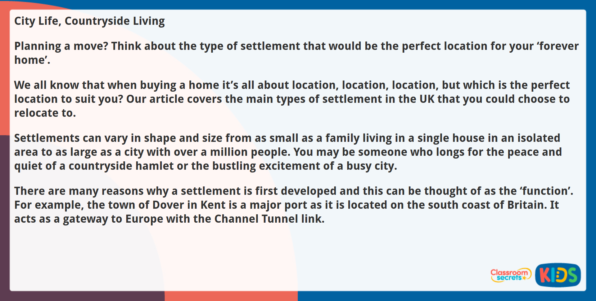 Year 5 Non Fiction Reading Comprehension City Life Countryside Living ...