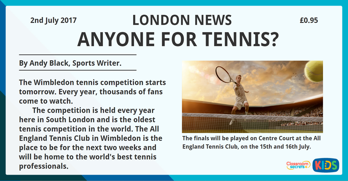 Year 3 Reading Comprehension Tennis Time | Classroom Secrets Kids