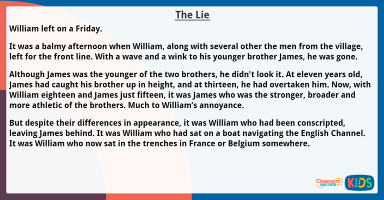 Year 6 Reading Comprehension The Lie | Classroom Secrets Kids