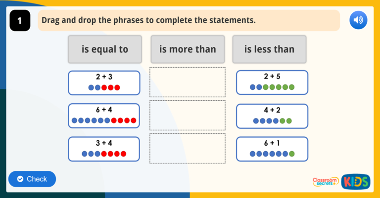 Year 1 Addition and Subtraction Maths Game Compare Number Sentences ...