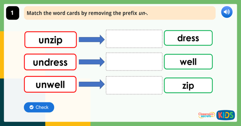 Year 1 Prefixes Game Adding un- | Classroom Secrets Kids