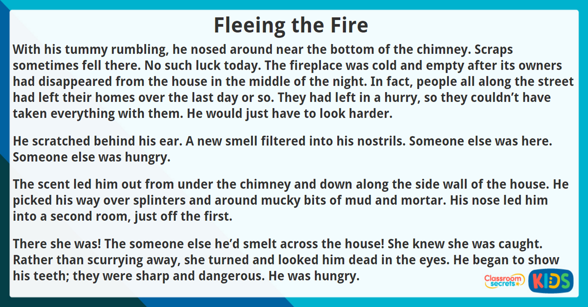 Year 4 Reading Comprehension Fleeing the Fire | Classroom Secrets Kids
