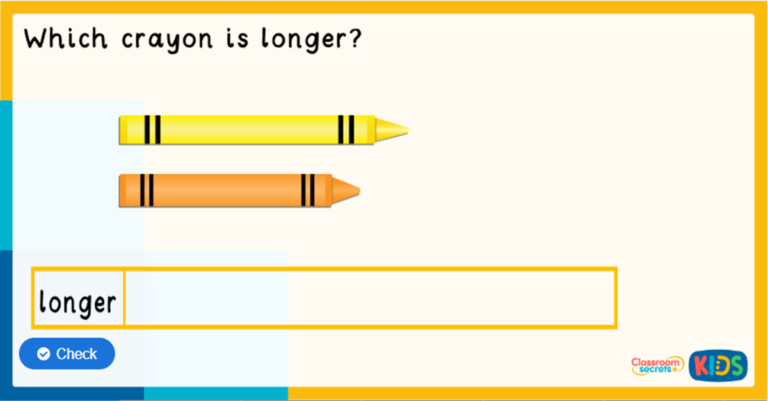 Reception Longer and Shorter Length Game | Classroom Secrets Kids