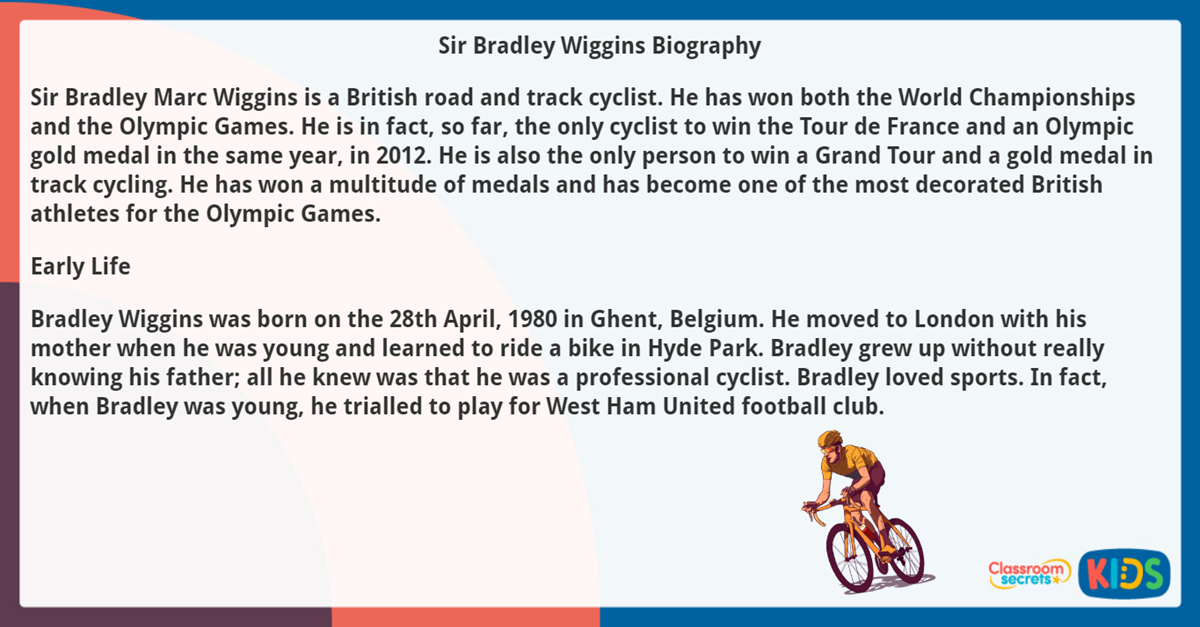 Year 5 Biography Reading Comprehension Bradley Wiggins | Classroom ...