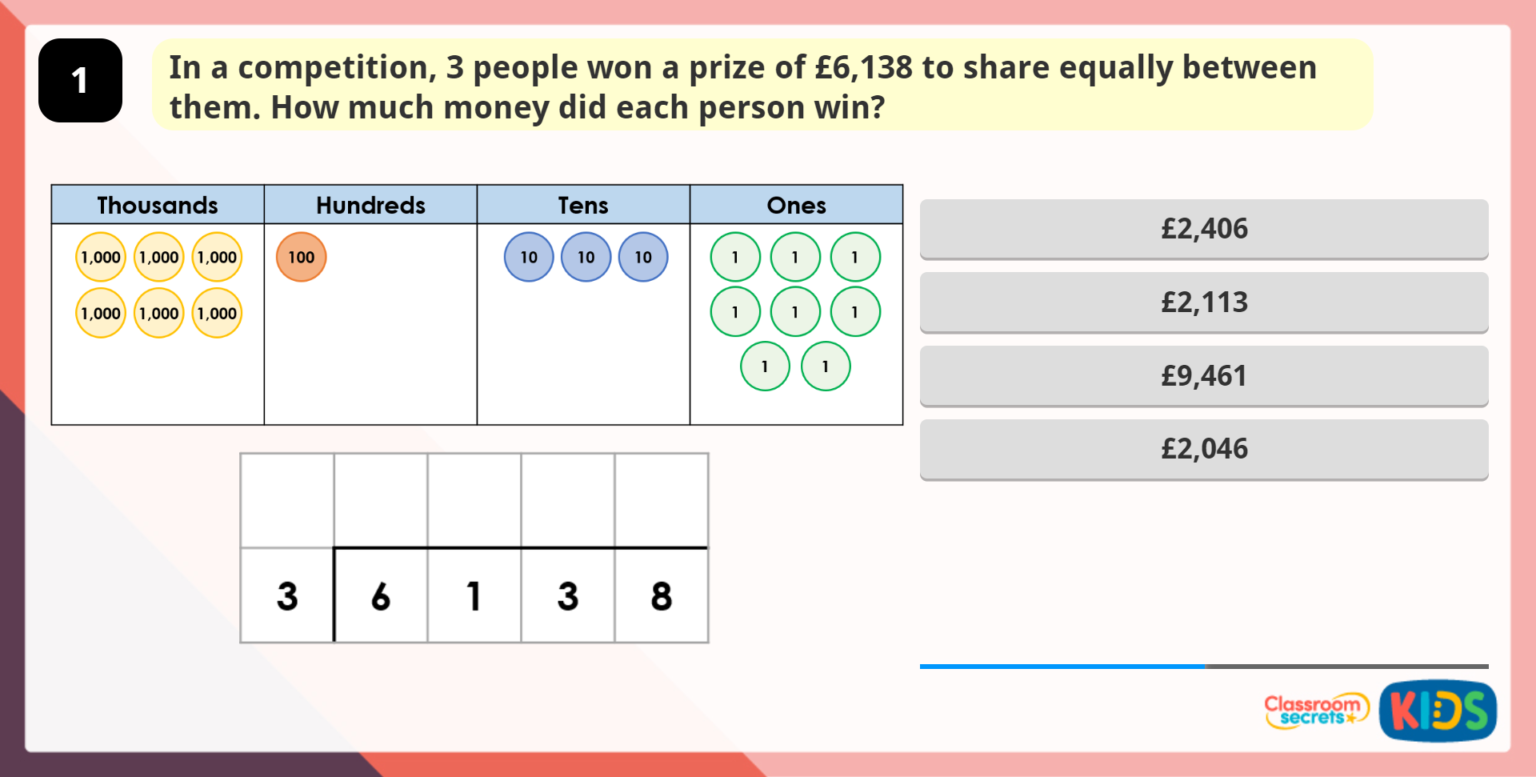 Year 5 Divide 4 Digits by 1 Digit Game | Classroom Secrets Kids