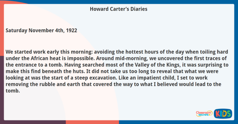 Year 6 Reading Comprehension Howard Carter's Diaries | Classroom ...