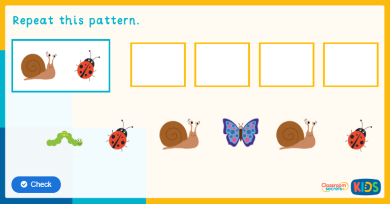 Reception Repeating a Pattern Game | Classroom Secrets Kids