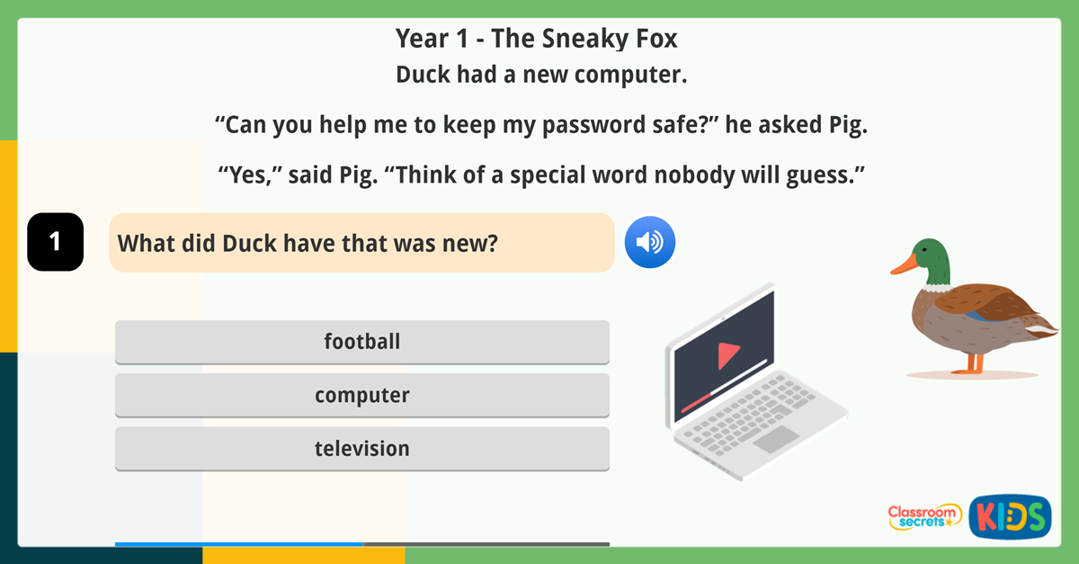 Year 1 Online Safety Reading Comprehension The Sneaky Fox | Classroom ...
