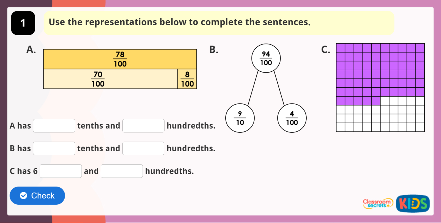 Year 4 Recognise Tenths and Hundredths Game | Classroom Secrets Kids