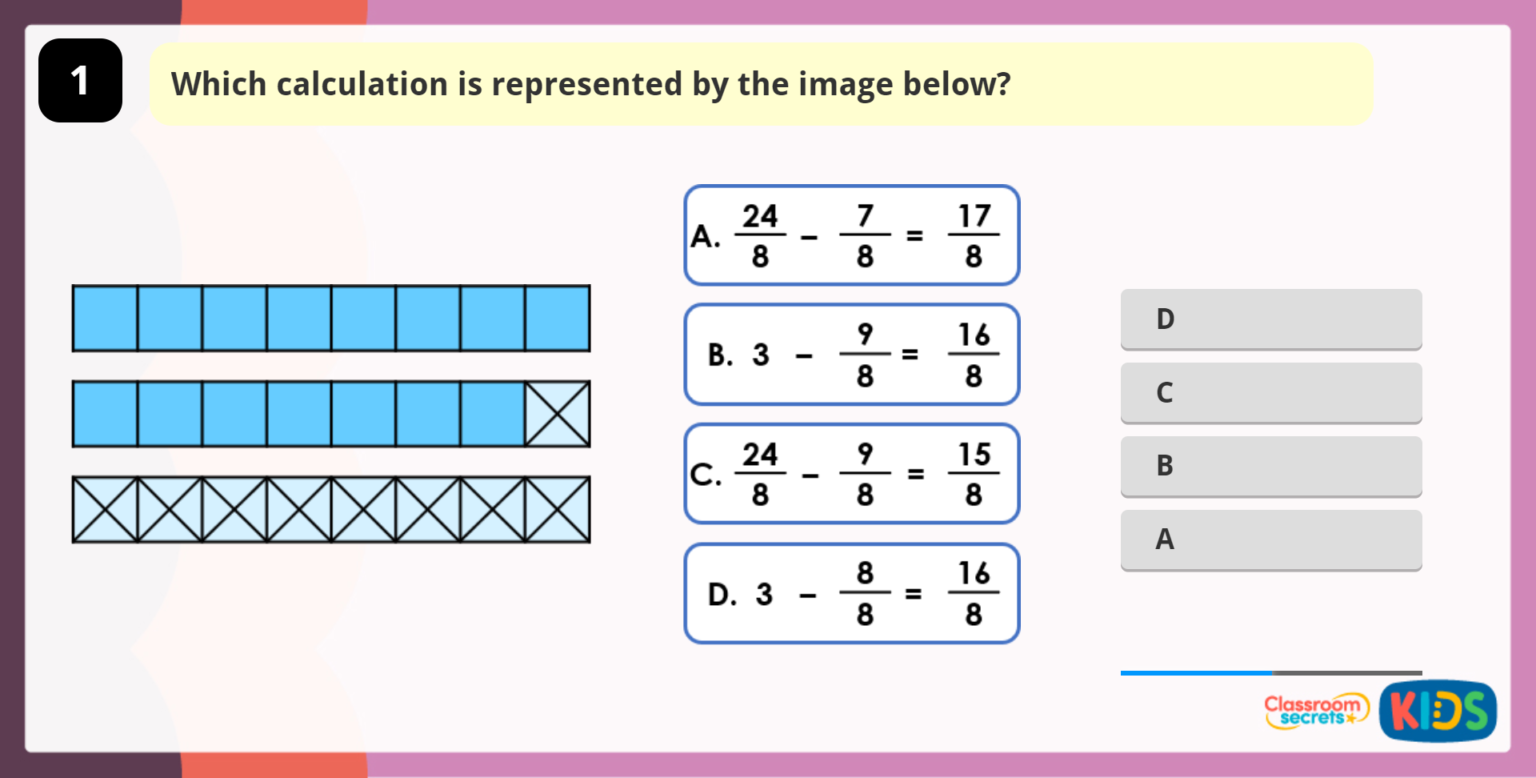 Year 4 Subtract with Fractions Game | Classroom Secrets Kids