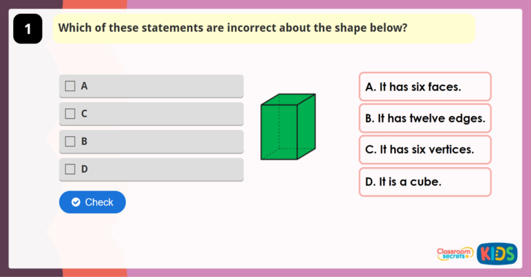 Year 3 Recognise and Describe 3D Shapes Game | Classroom Secrets Kids