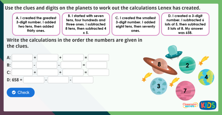 Year 3 Add and Subtract 3-Digit Numbers and Tens Maths Challenge ...