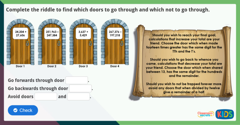 Year 6 Solve Problems Involving Four Operations Maths Challenge ...