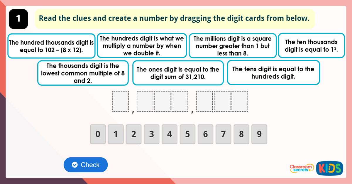 Year 6 Value of Digits up to Ten Million Drag and Drop Activity ...