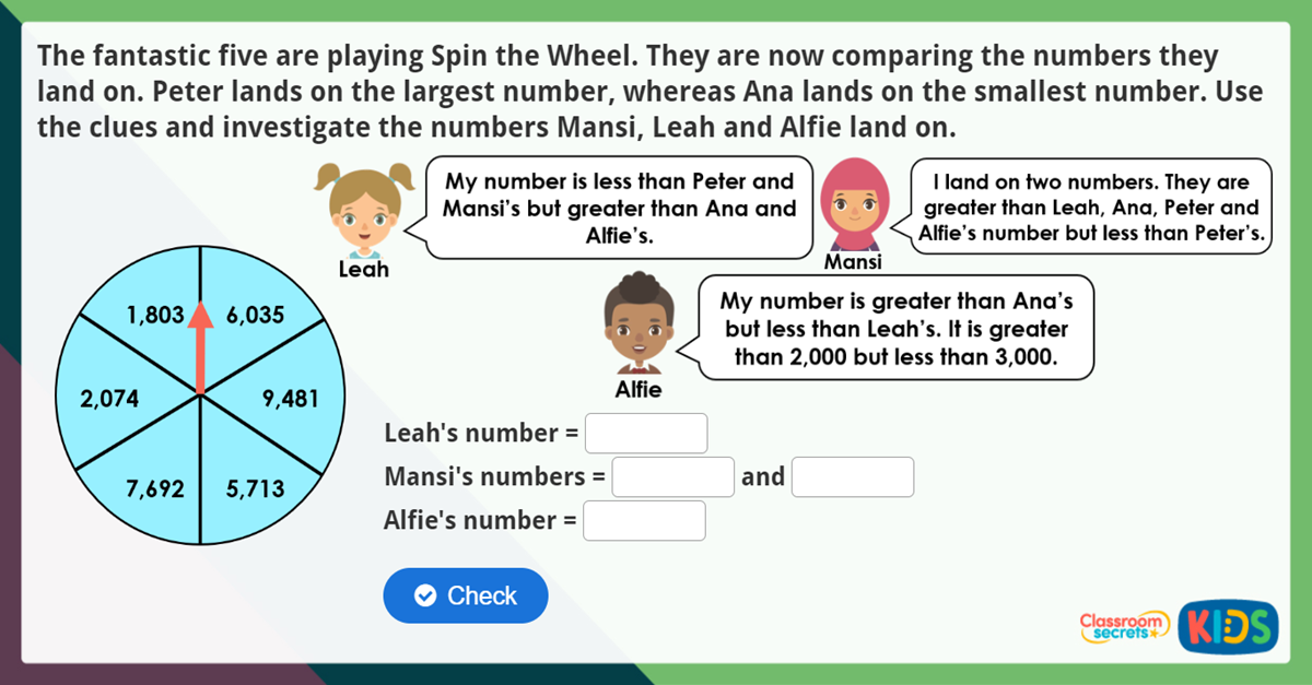 Year 4 Order and compare numbers beyond 1,000 Maths Challenge Q2 ...
