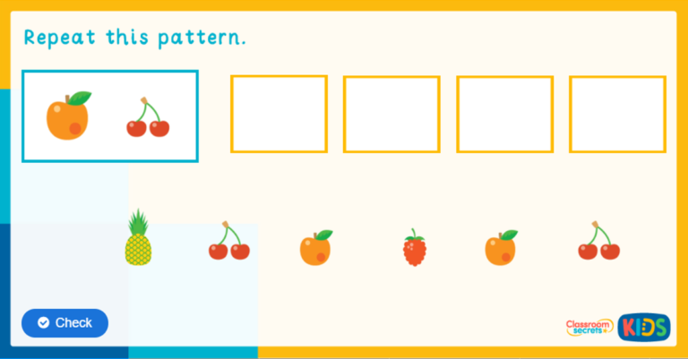 Reception Continuing a Pattern Game | Classroom Secrets Kids