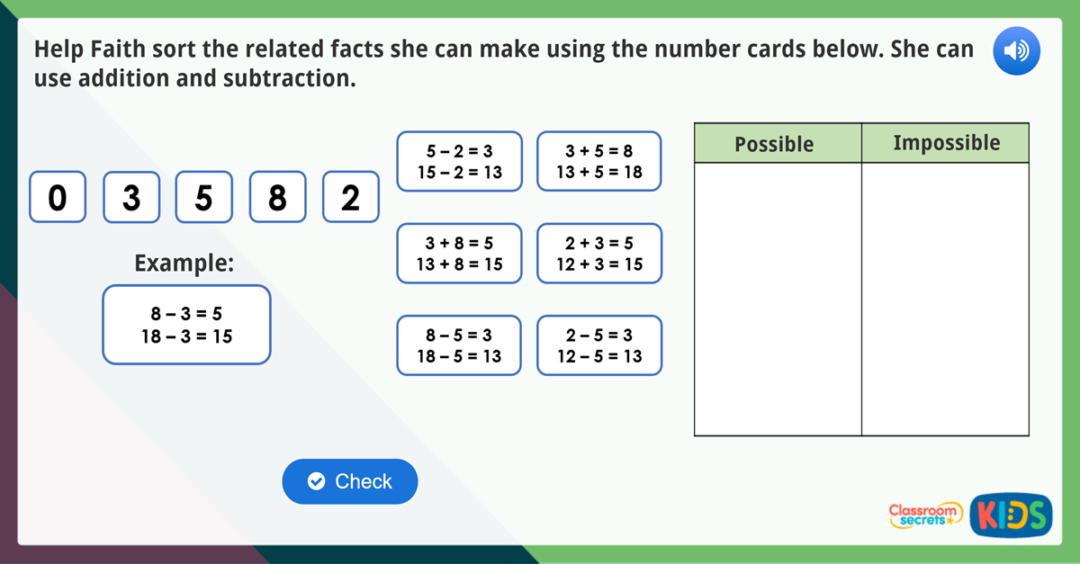Year 1 Related Facts Within 20 Maths Challenge | Classroom Secrets Kids