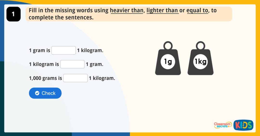 Year 2 Measure Mass in kg Game | Classroom Secrets Kids