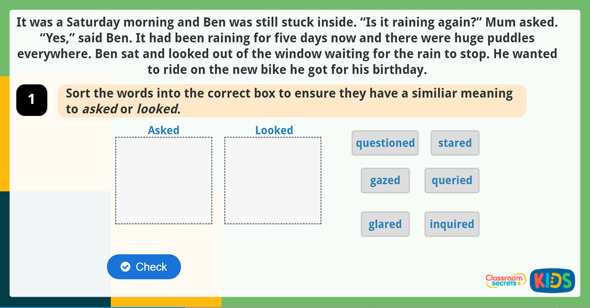 Year 2 Vocabulary Reading Challenge Activity | Classroom Secrets Kids