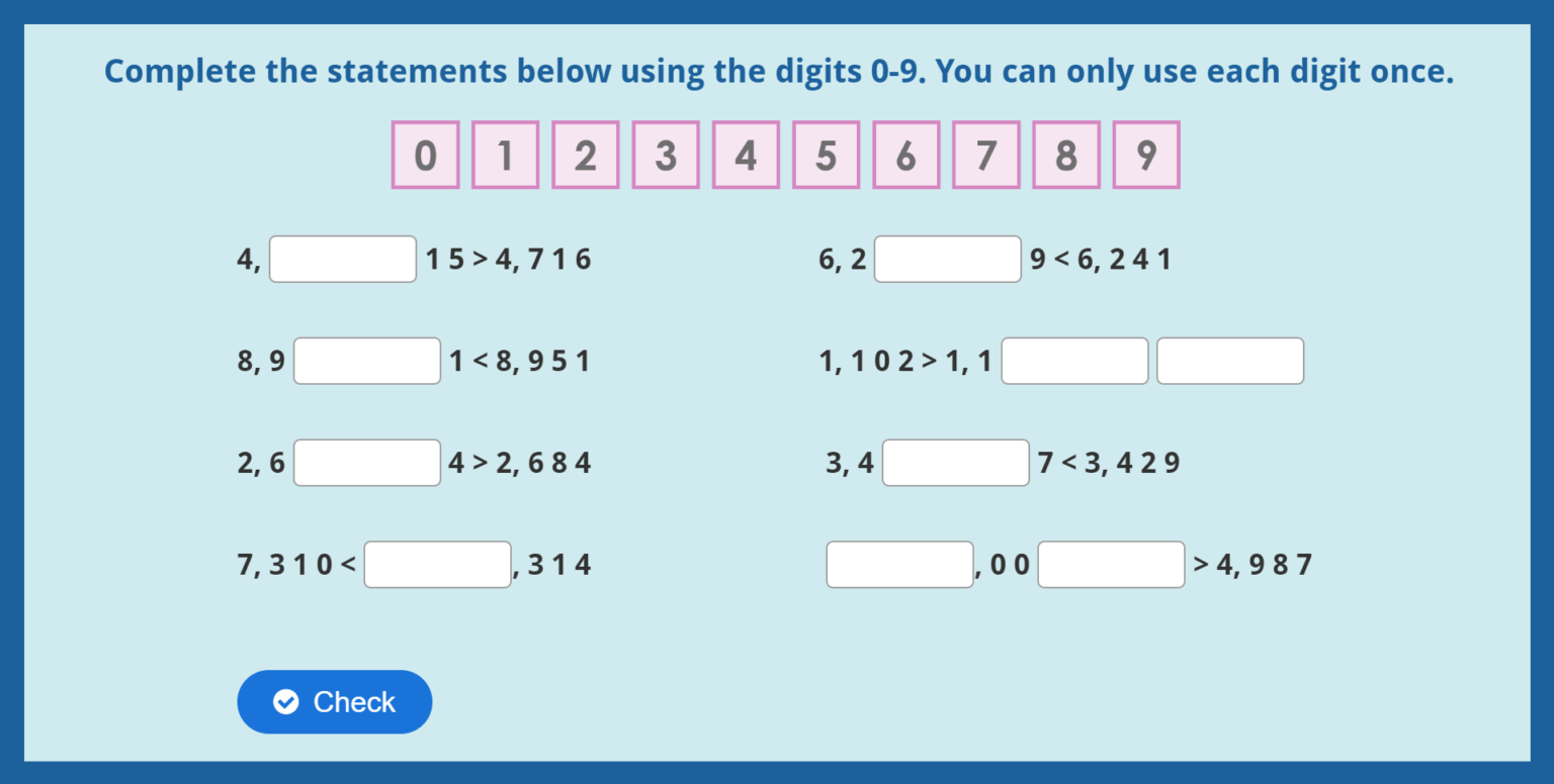 Year 4 Compare Numbers Game | Classroom Secrets Kids