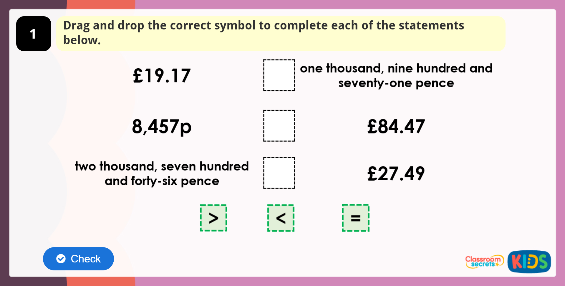 Year 4 Ordering Money Game | Classroom Secrets Kids
