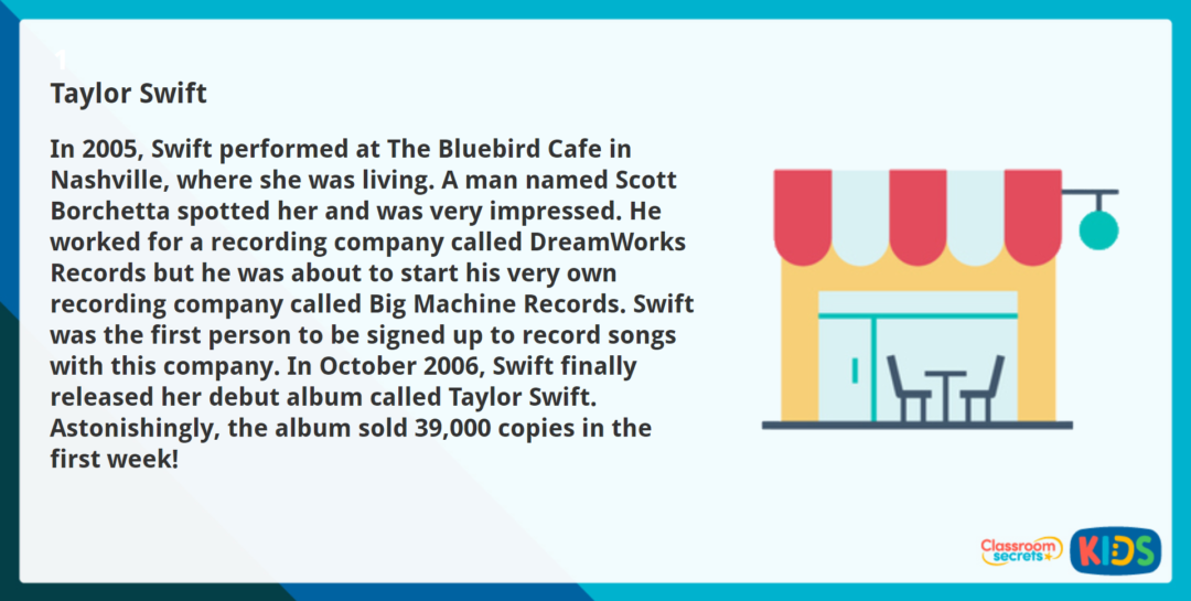 Year 4 Retrieve and Record Reading Comprehension Taylor Swift ...