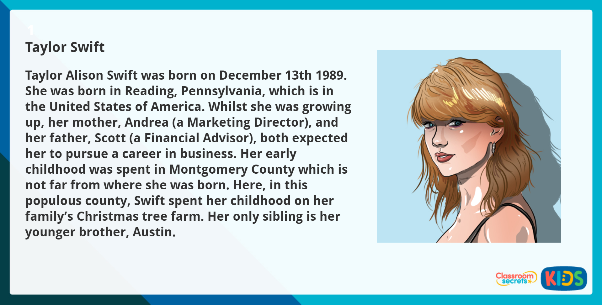 Year 4 Retrieve and Record Reading Comprehension Taylor Swift Childhood ...