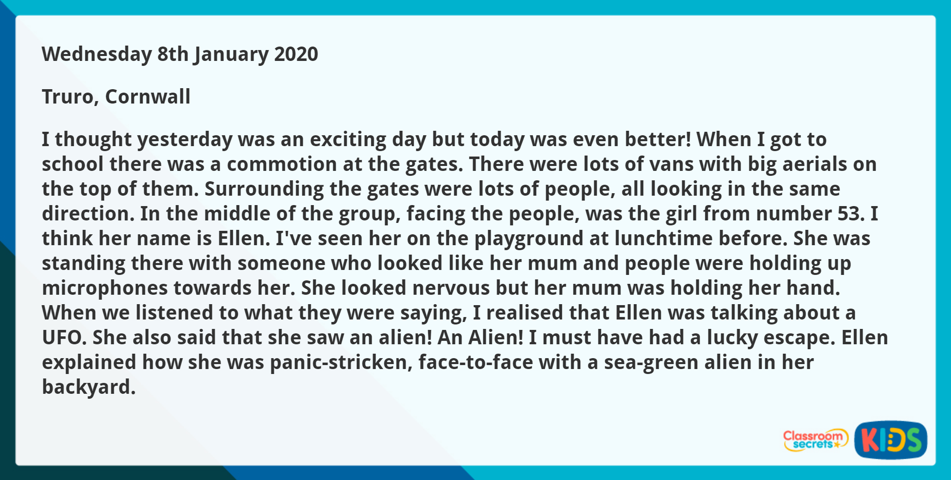 Year 4 Summarise Ideas Reading Comprehension Diary Entry 2 | Classroom ...