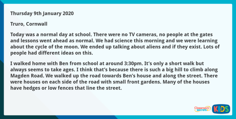 Year 4 Summarise Ideas Reading Comprehension Diary Entry 3 | Classroom ...