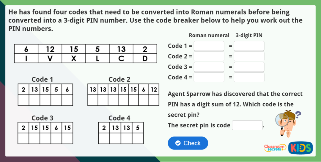Year 5 Roman Numerals Maths Challenge | Classroom Secrets Kids