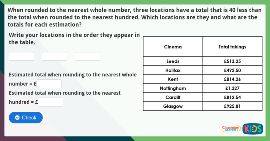 Year 5 Using Rounding Maths Challenge | Classroom Secrets Kids