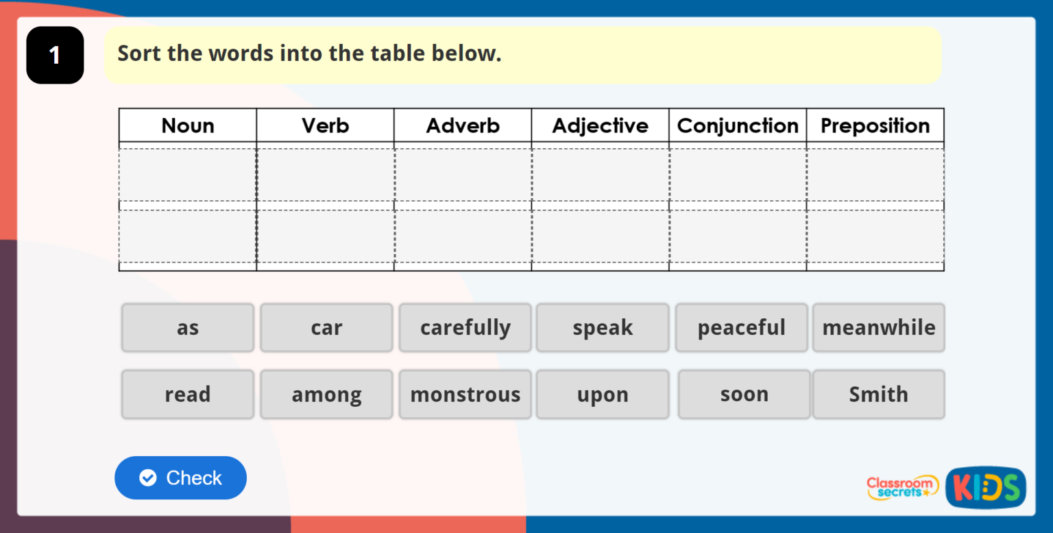 Year 5 and 6 Word Classes Revision Game | Classroom Secrets Kids