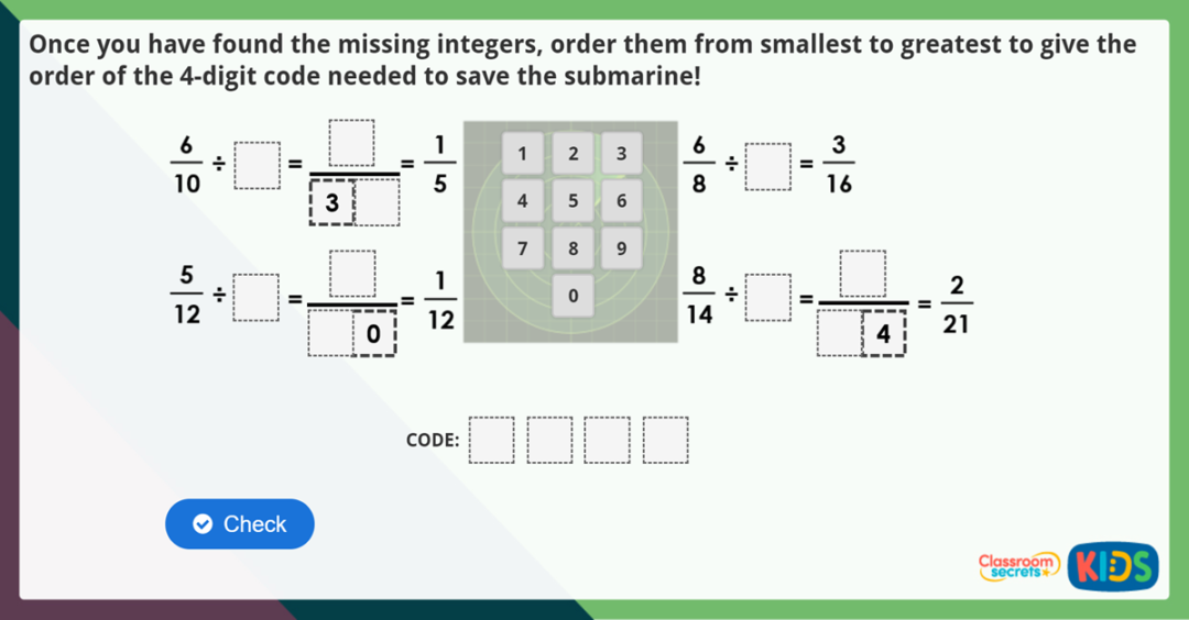 Year 6 Divide Fractions by Integers Maths Challenge | Classroom Secrets ...