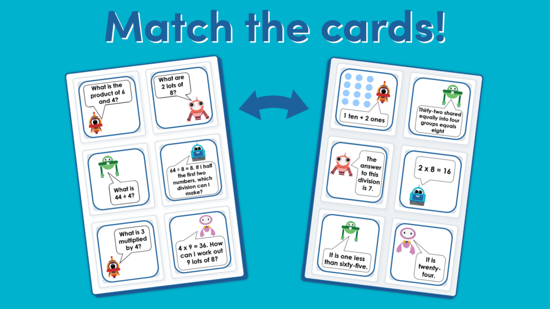 4 and 8 Times Table Matching Game | Classroom Secrets Kids