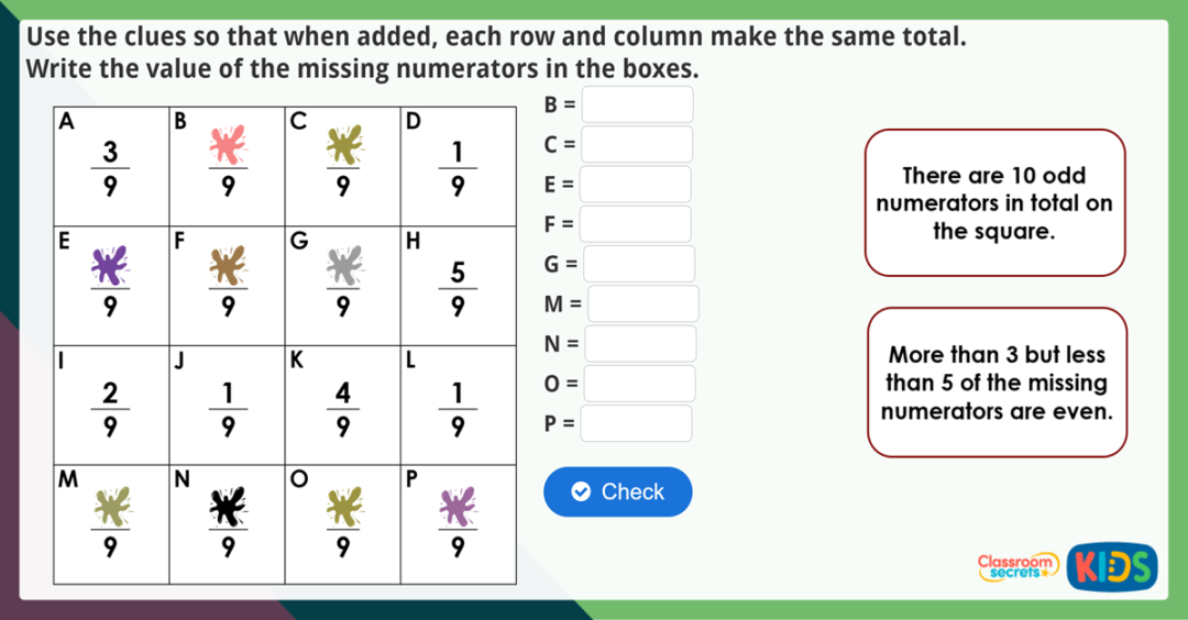 Year 3 Add Fractions Maths Challenge | Classroom Secrets Kids