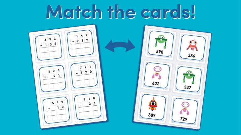 Year 3 Add and Subtract Numbers with up to 3 Digits Matching Game ...