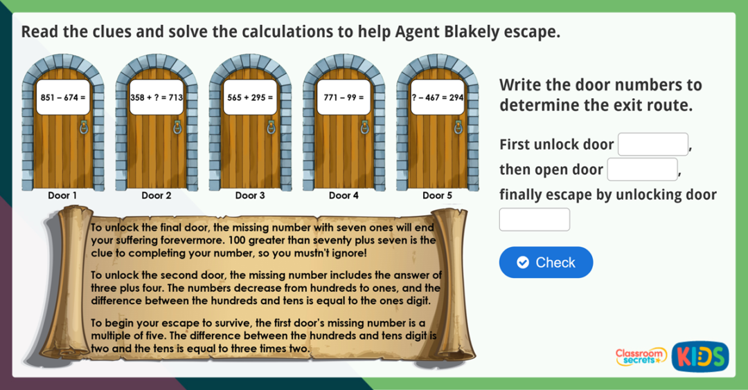 Year 3 Solve Number Problems Maths Challenge | Classroom Secrets Kids