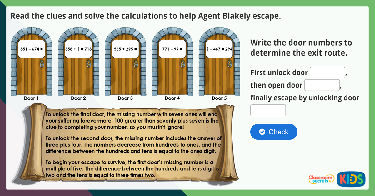 Year 3 Solve Number Problems Maths Challenge | Classroom Secrets Kids