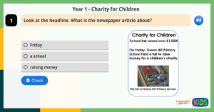 Year 1 Features of Newspapers Reading Comprehension Charity for ...